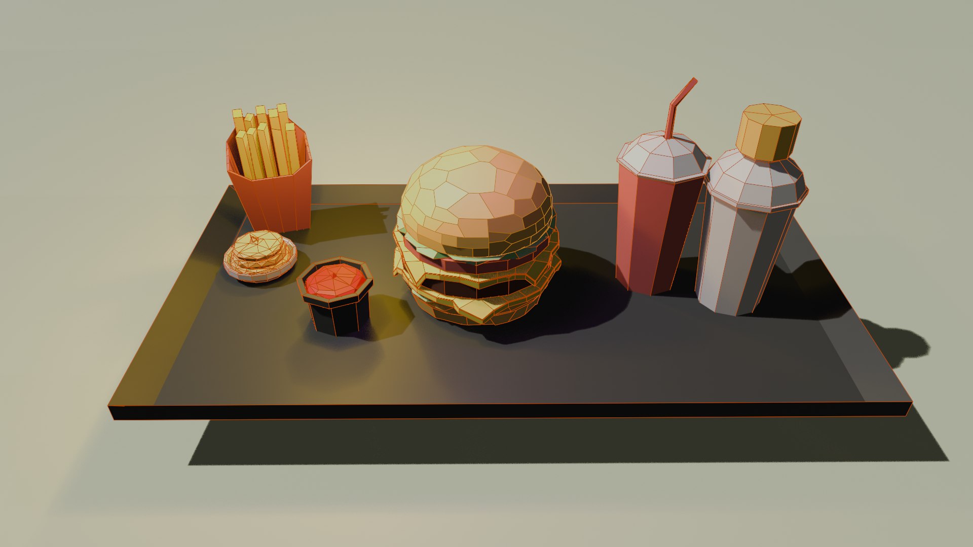 Fast Food Low Poly Pack Burgers Fries Drink And More 3D Model ...