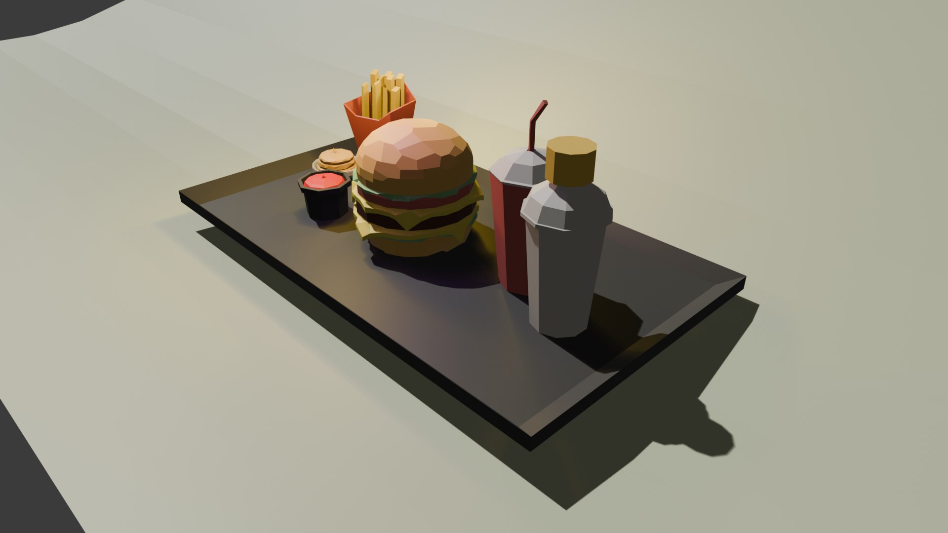 Fast Food Low Poly Pack Burgers Fries Drink And More 3D Model ...