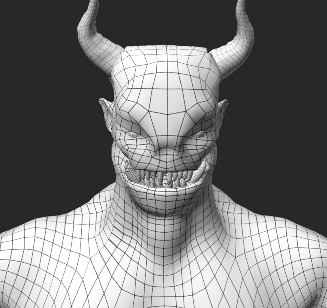Model Of A Pot-bellied Demon With Big Horns Model - TurboSquid 1851481
