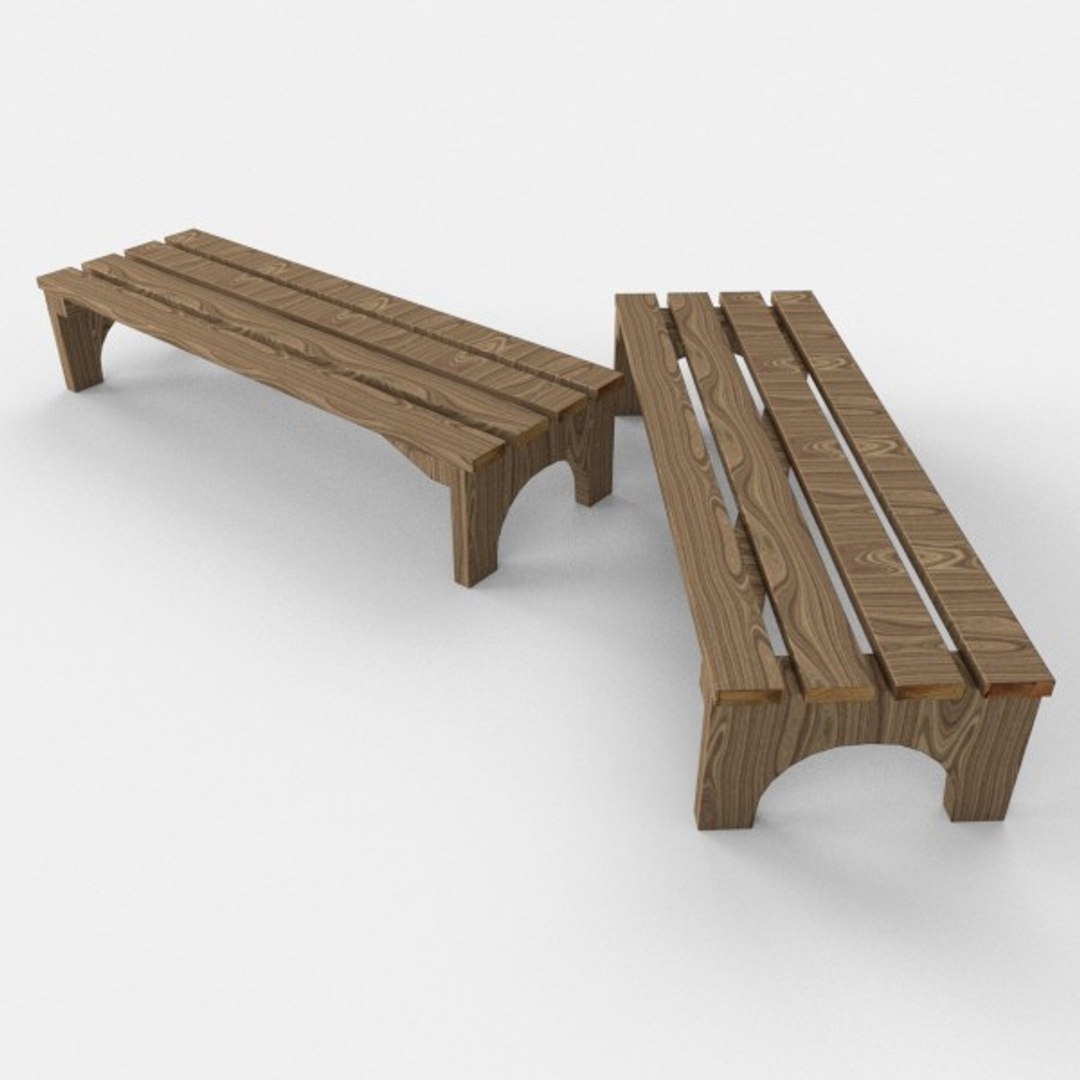 wooden mini bench 3d obj