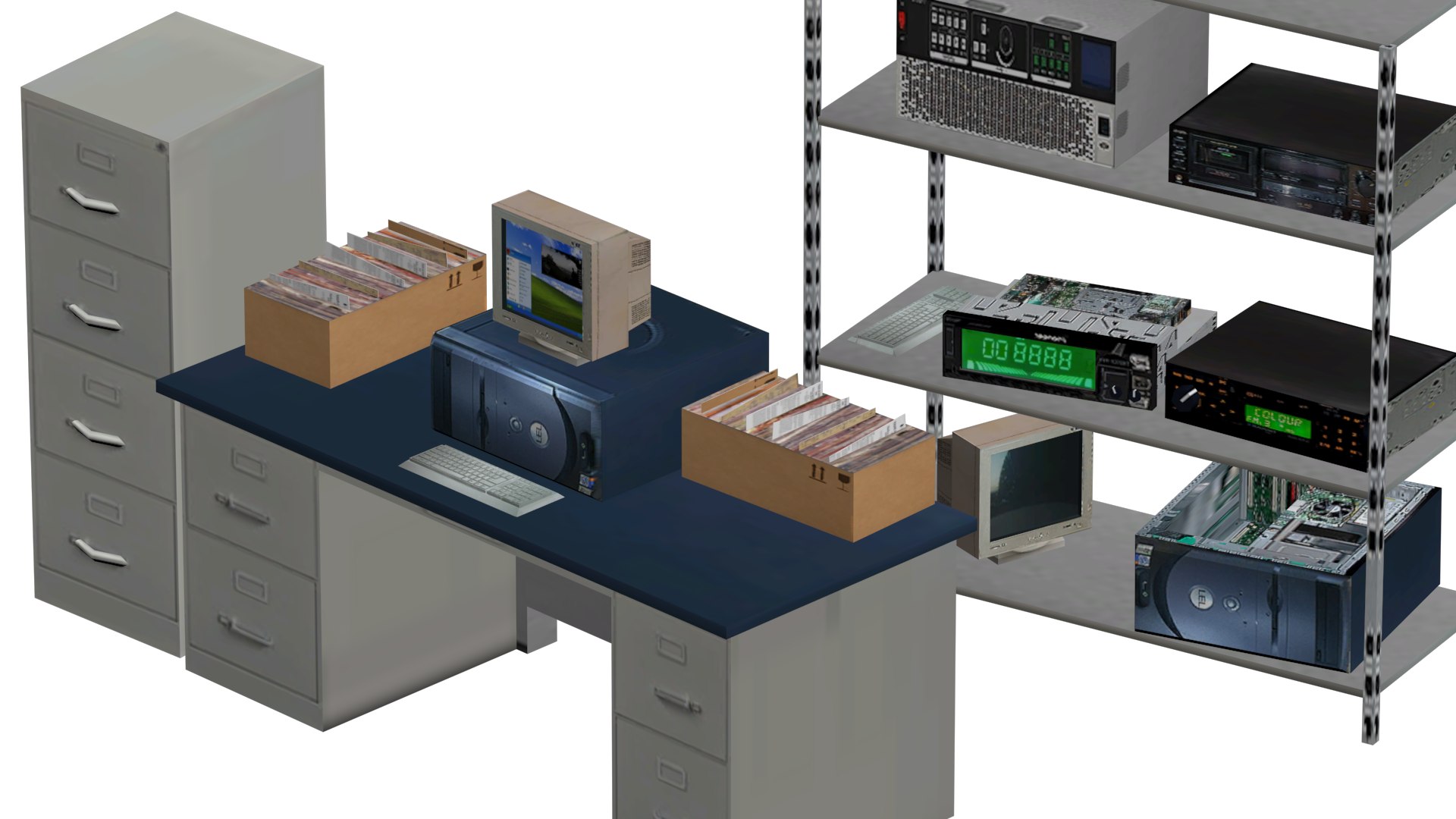 3D Simple Optimized Office And Electronic Props Collection Model ...