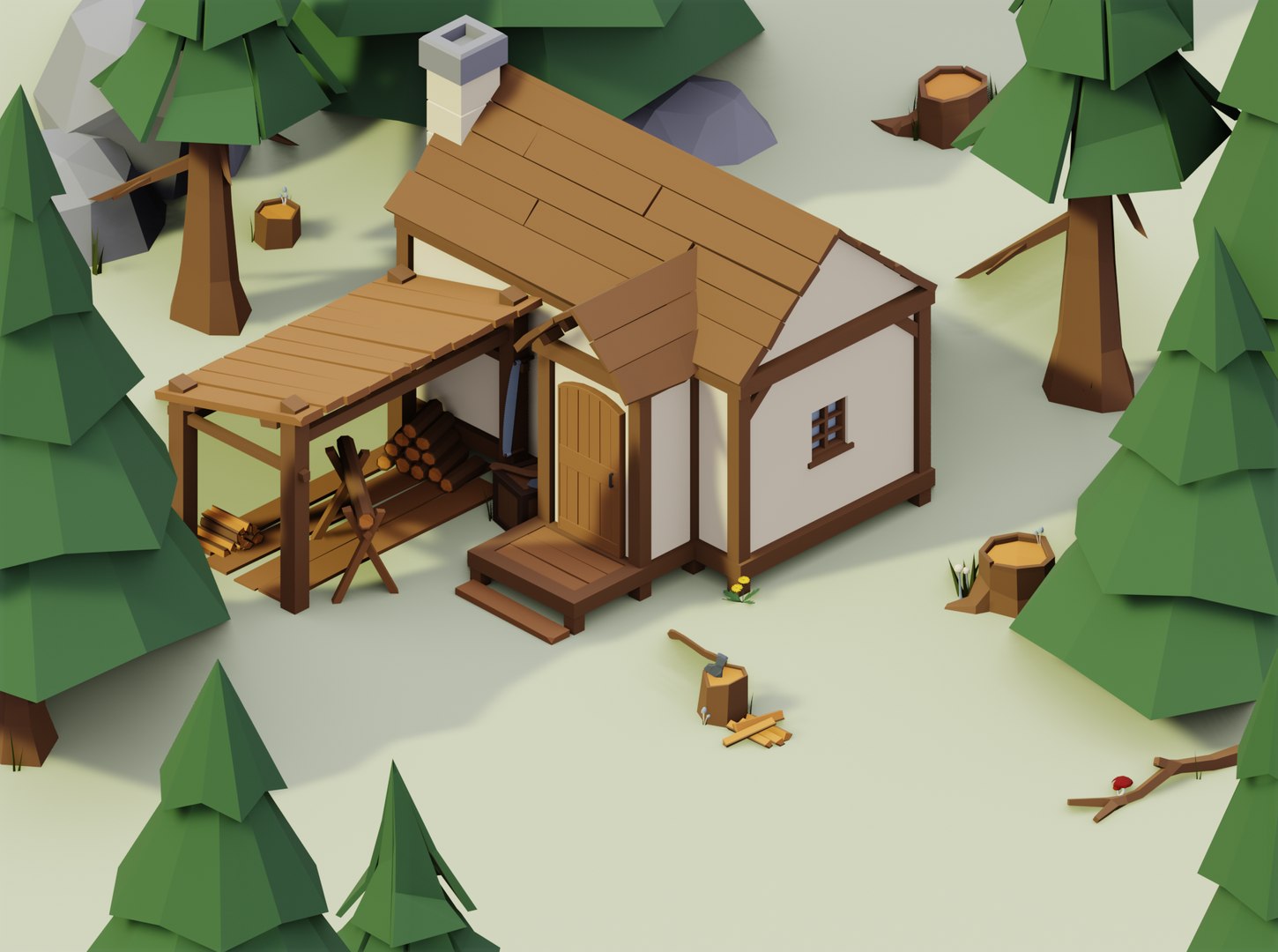 3D Model 3D LowPoly Cartoon Sawmill Pack - TurboSquid 1832721