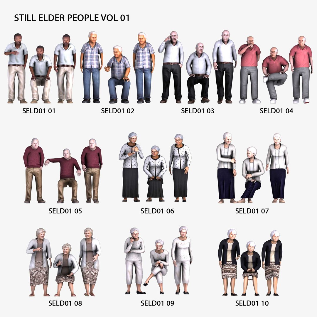 3D People 30 Still 3D Elderly People Vol 01 3D Model - TurboSquid 1907908