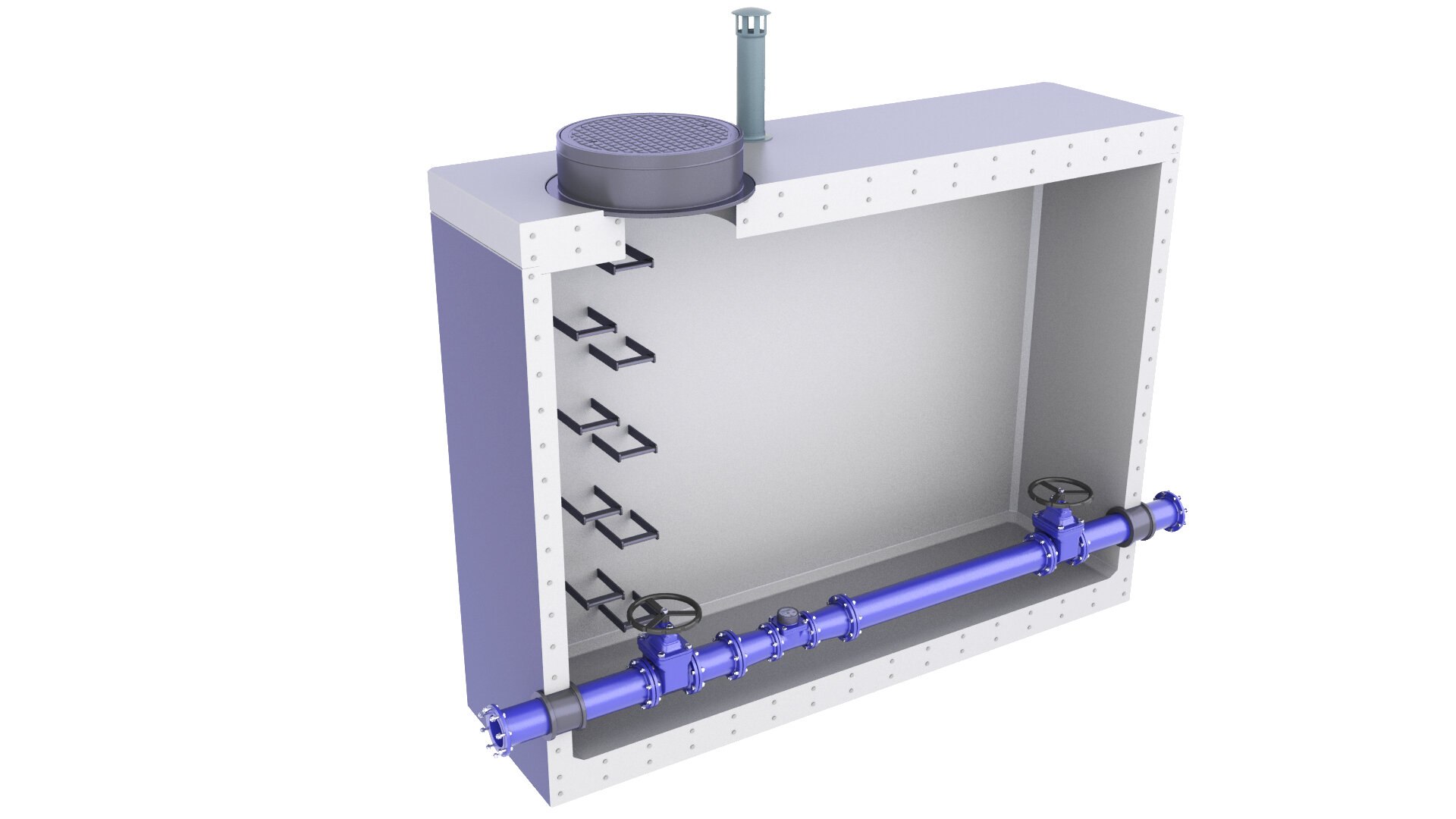 Sewage Concrete Water Meter Well Diagram Inside 5 3D Model - TurboSquid ...