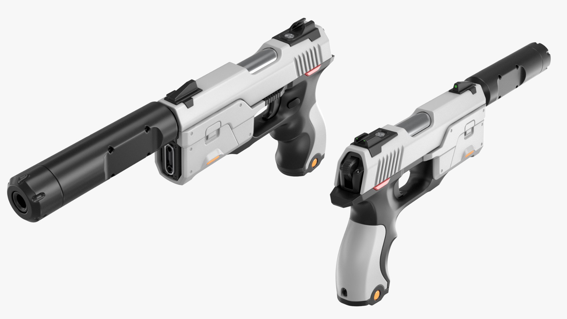 3D Concept Handgun With Suppressor No Textures Model - TurboSquid 2054897