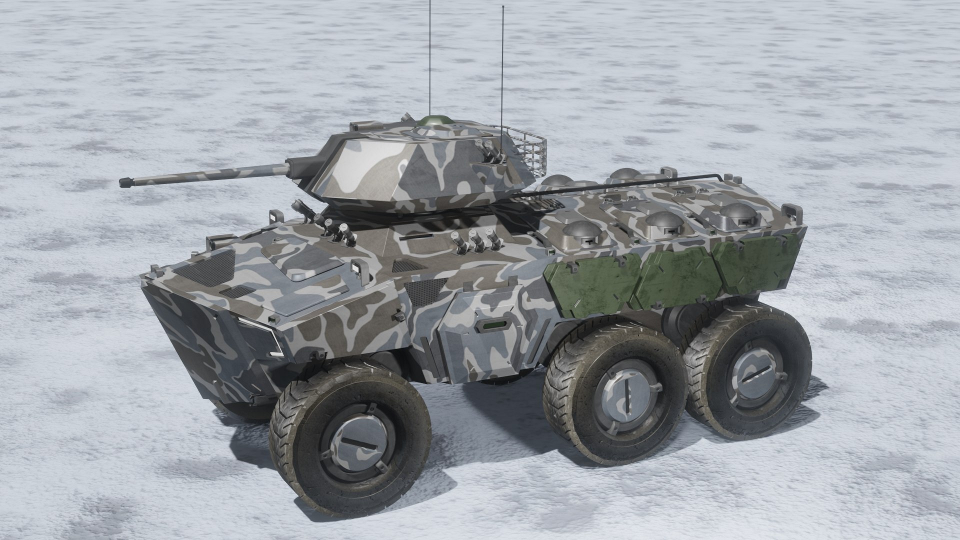 3D Sci-fi APC Turret Winter Camouflage Model - TurboSquid 2127203