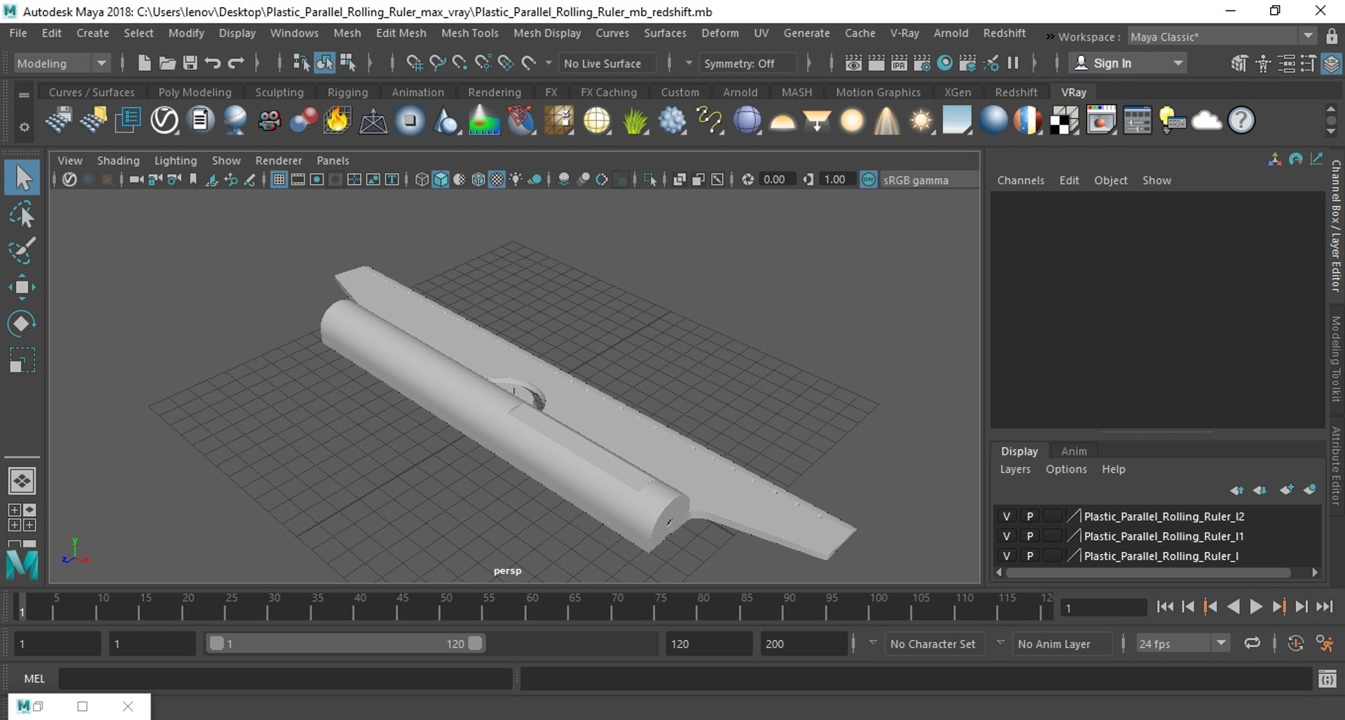 3D Plastic Parallel Rolling Ruler - TurboSquid 2399657