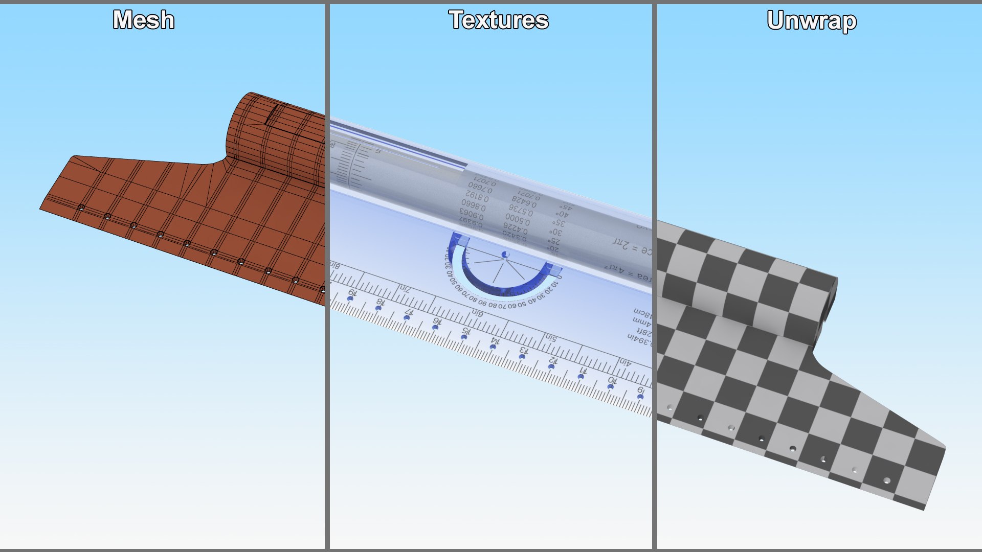 3D Plastic Parallel Rolling Ruler - TurboSquid 2399657