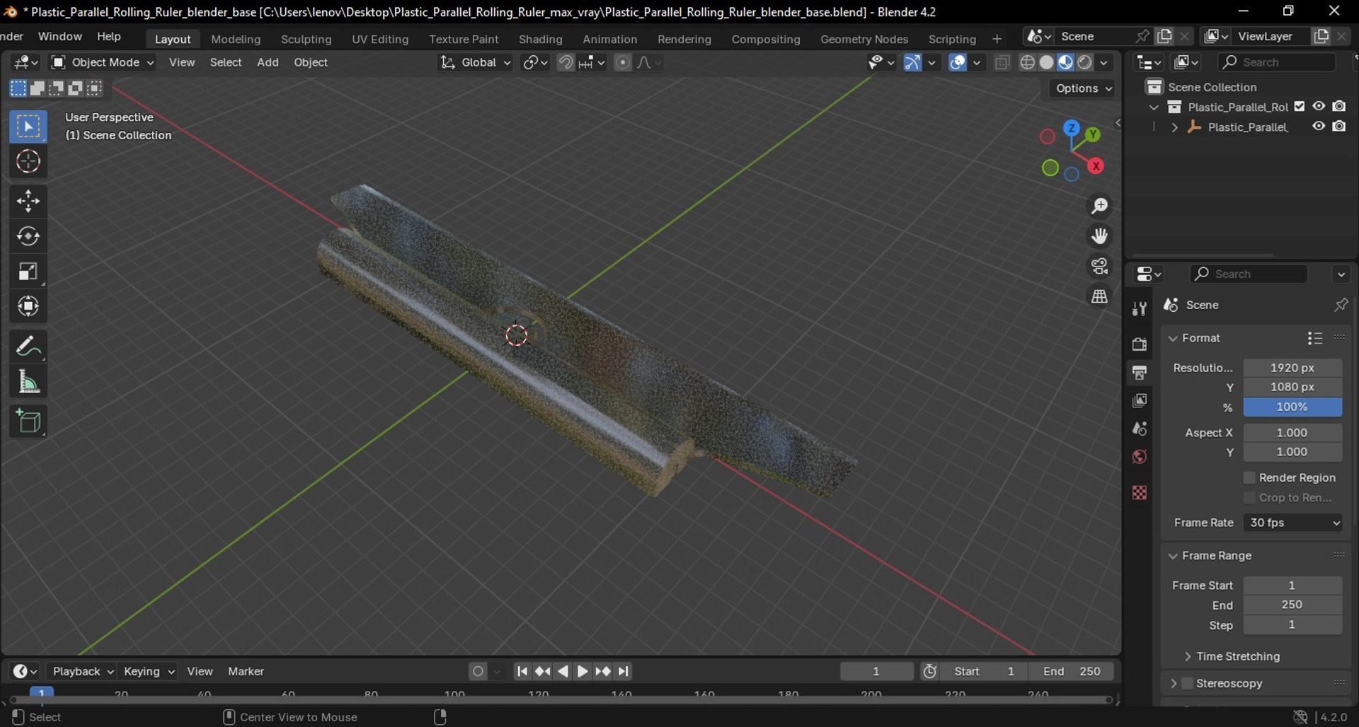 3D Plastic Parallel Rolling Ruler - TurboSquid 2399657