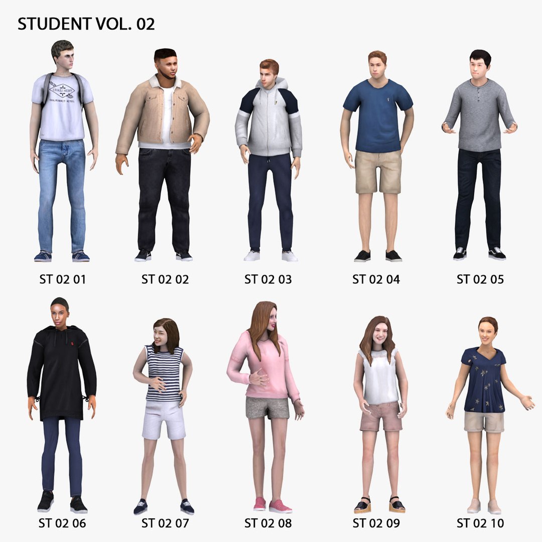3D 3D People Student Vol 02 Model - TurboSquid 1907901