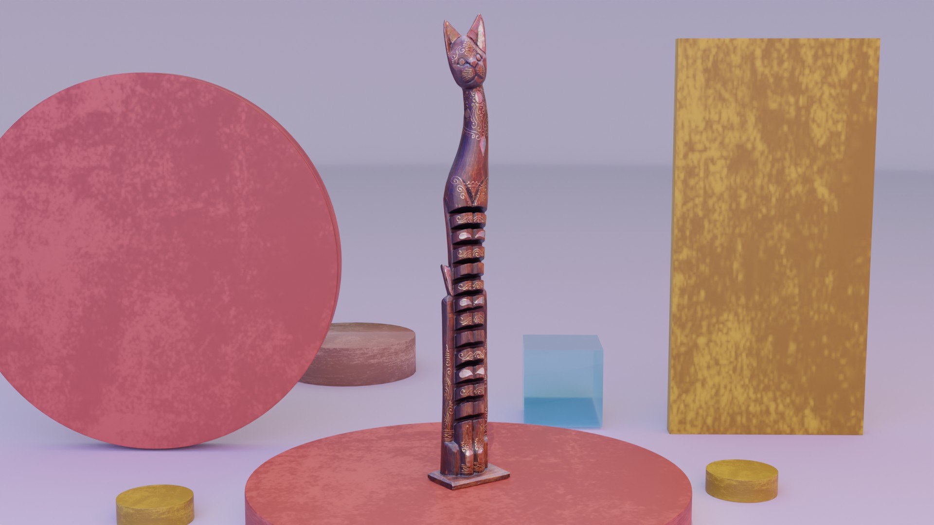 3D Wooden cat CD tower holder high-poly 3D model - TurboSquid 1820986