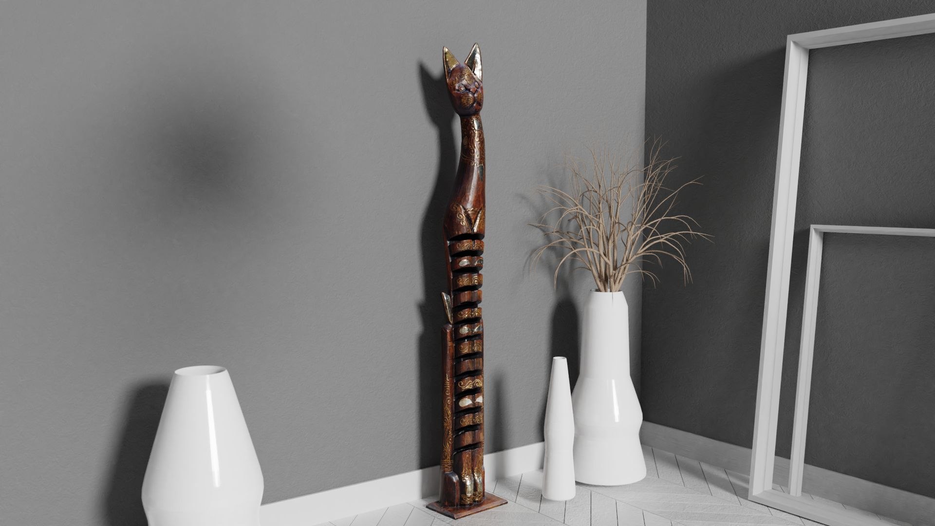 3D Wooden cat CD tower holder high-poly 3D model - TurboSquid 1820986