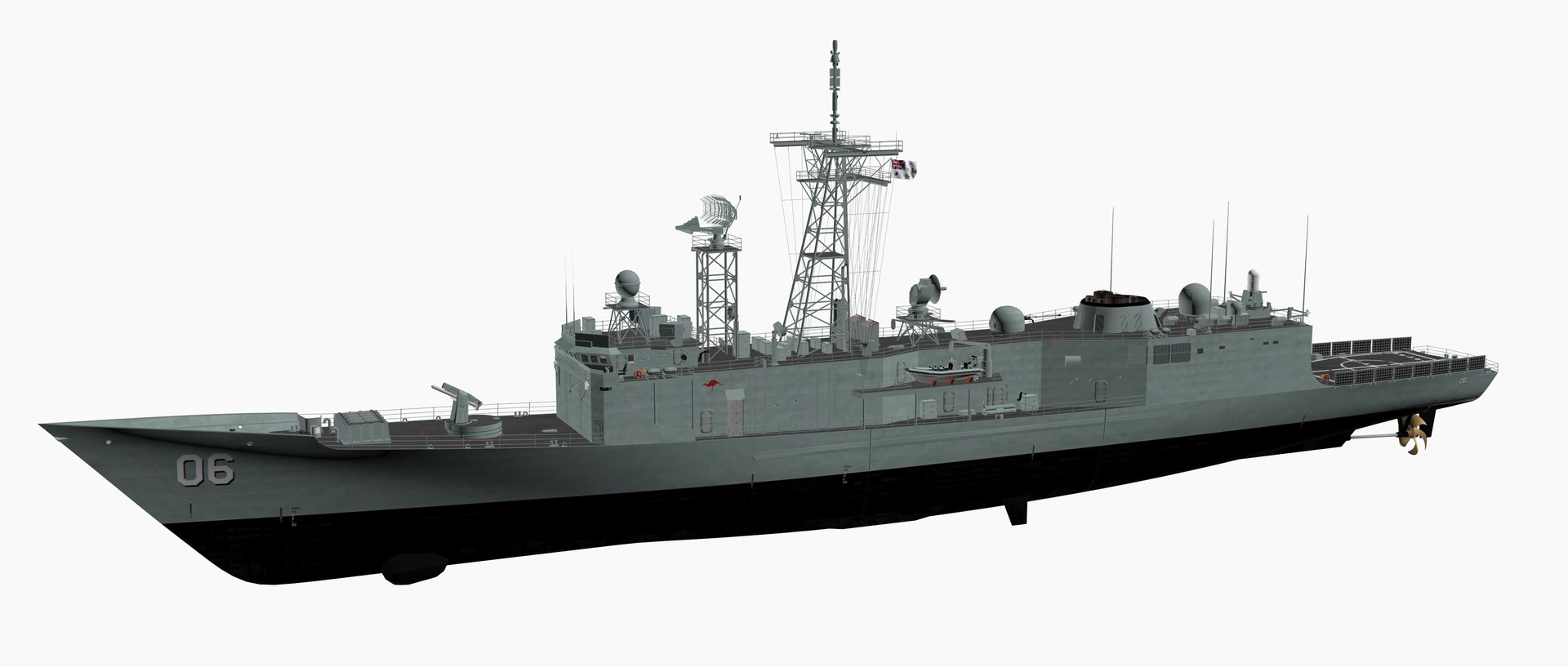 3D Adelaide Class Guide Missile Frigate - HMAS Newcastle Model ...
