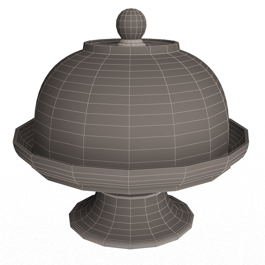 3D Cake Stand Wooden with Dome model - TurboSquid 1796452