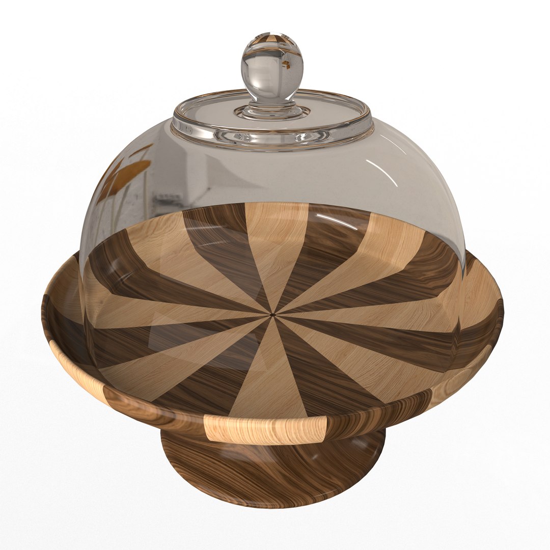 3D Cake Stand Wooden with Dome model - TurboSquid 1796452