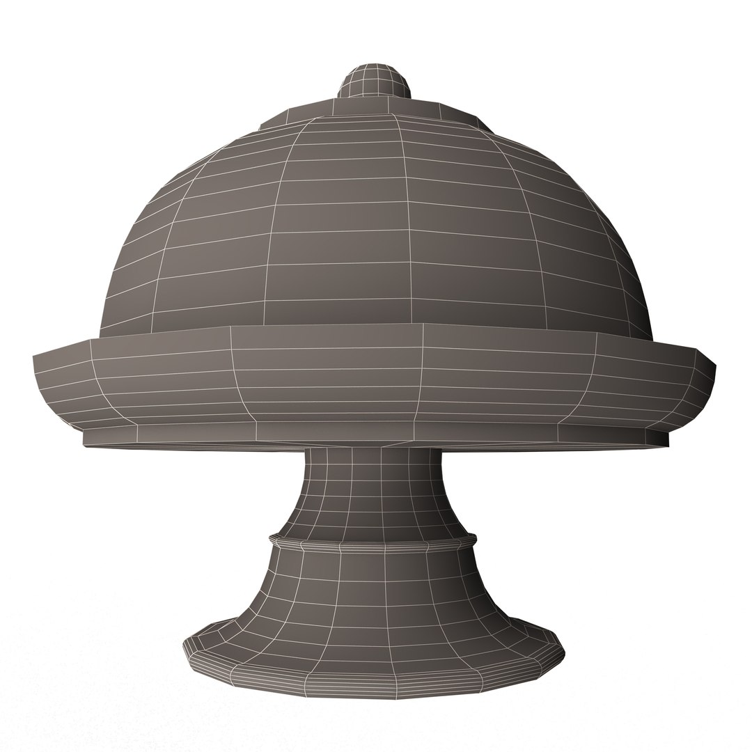 3D Cake Stand Wooden with Dome model - TurboSquid 1796452