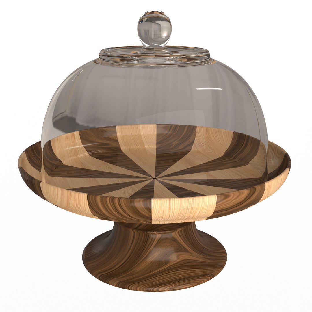 3D Cake Stand Wooden with Dome model - TurboSquid 1796452