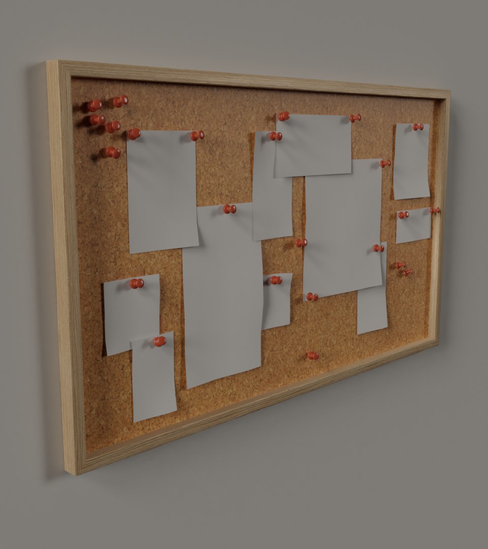 Cork Pinboard Pins 3D Model - TurboSquid 1438864