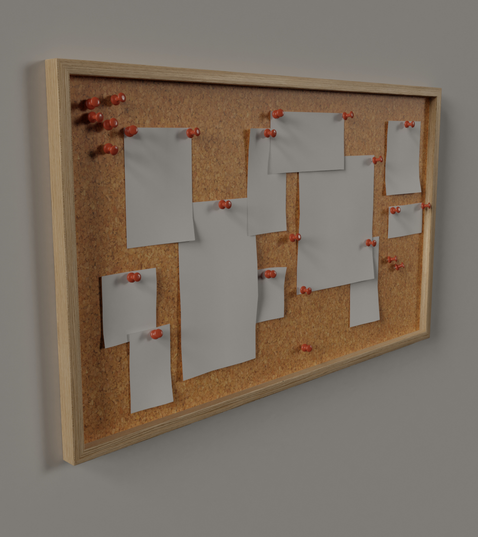 Cork pinboard pins 3D model - TurboSquid 1438864