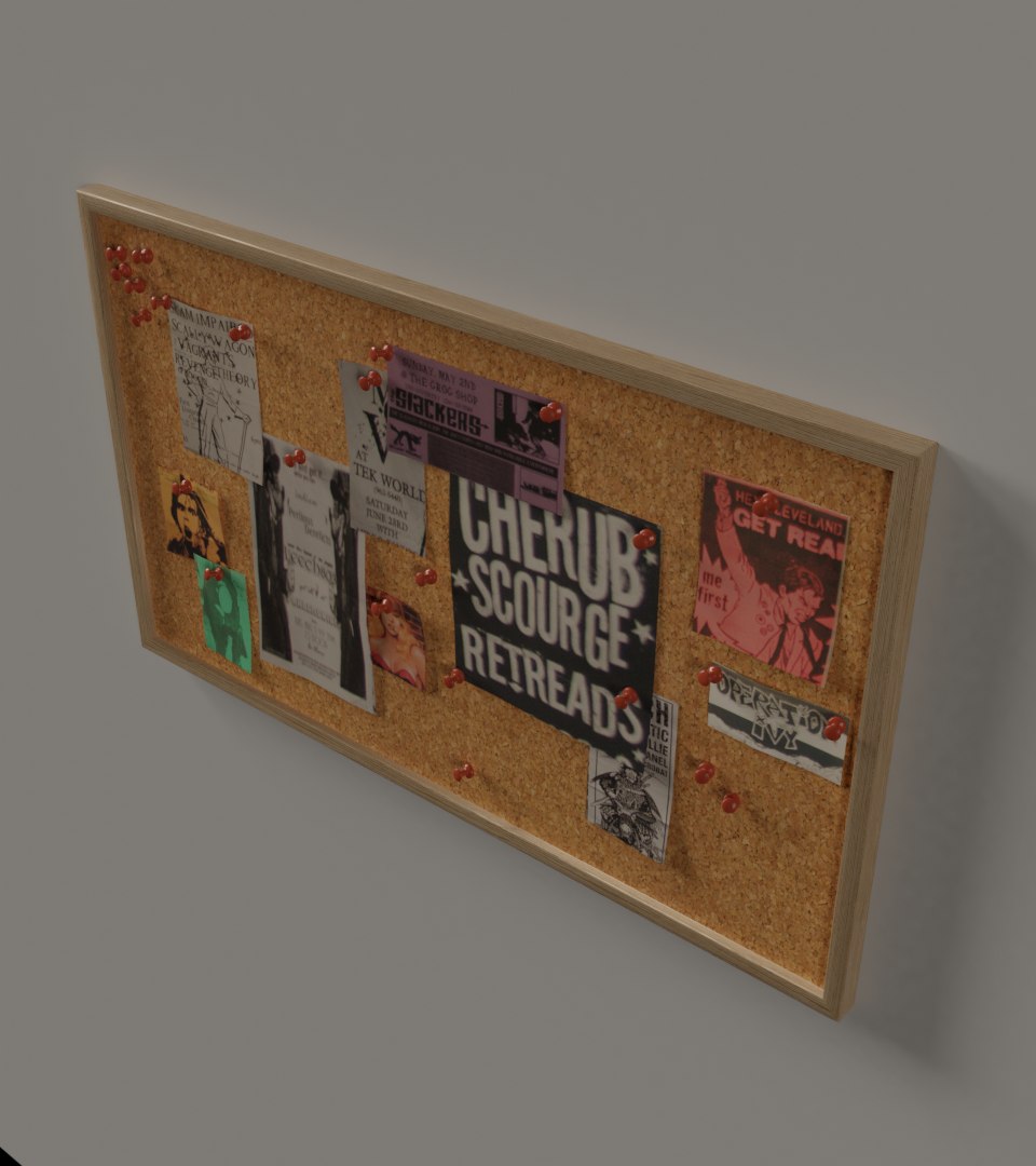 Cork Pinboard Pins 3D Model - TurboSquid 1438864