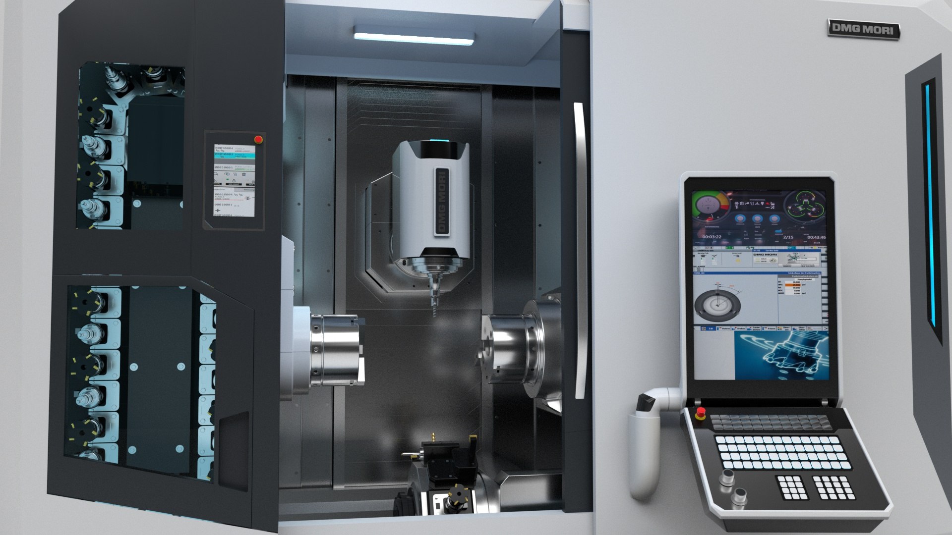 3D Multi Axis CNC Machine DMG Mori NTX 500 Model - TurboSquid 2195084