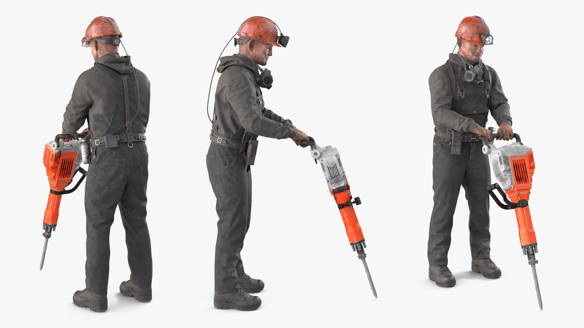 3D Miner With Jackhammer Model - TurboSquid 2332253