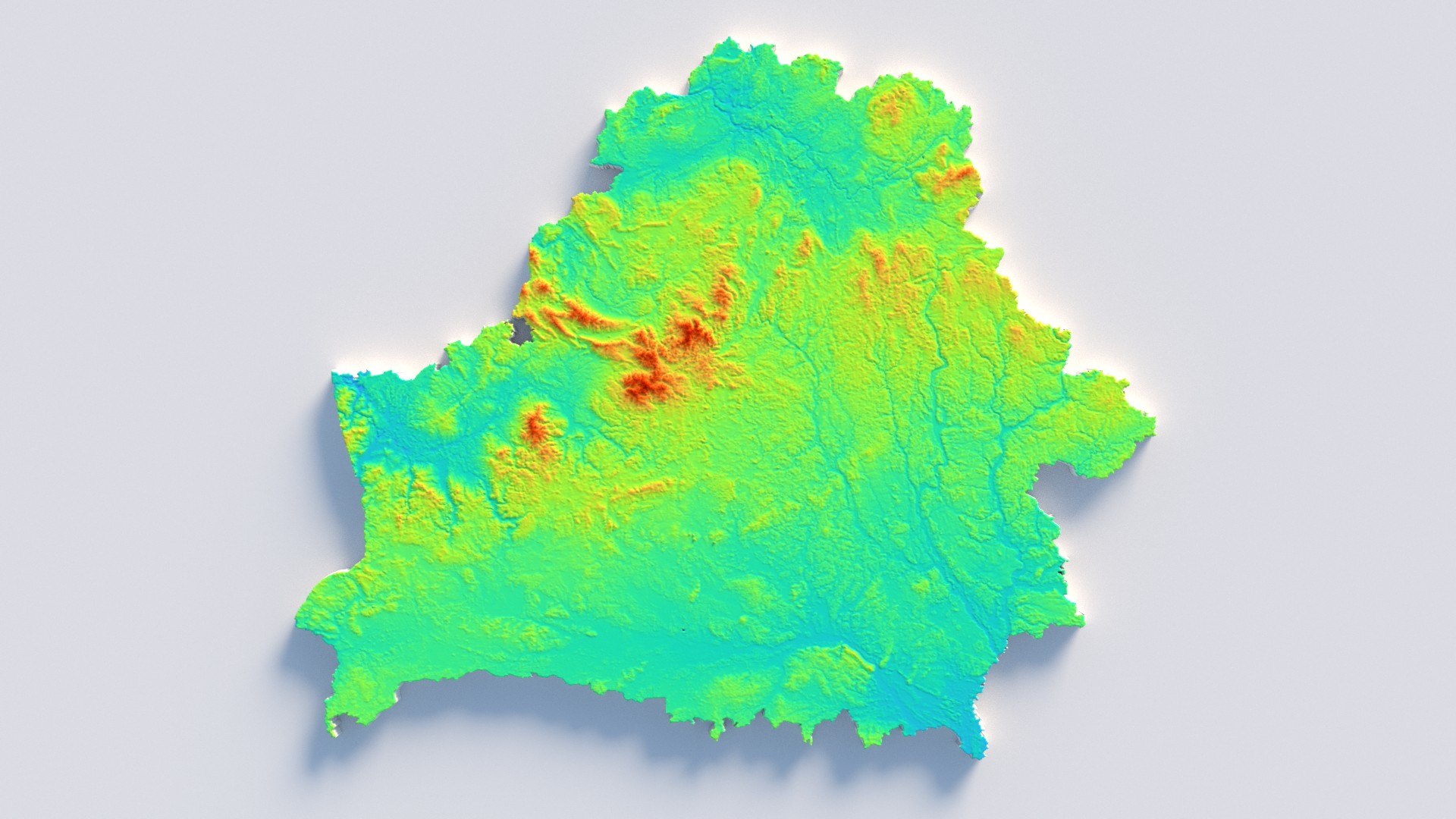 Belarus Terrain Map 3D Model - TurboSquid 2335446