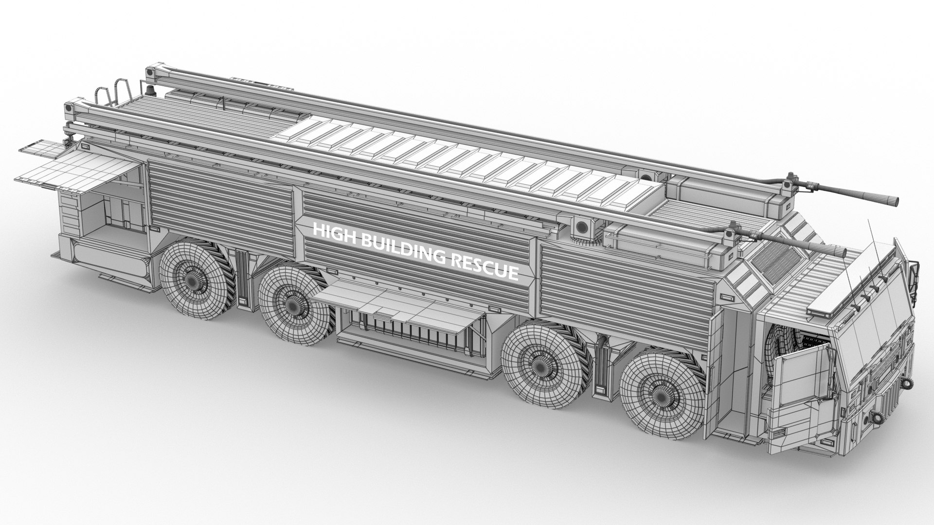 High Rise Fire Truck Unit 3D Model - TurboSquid 1831821