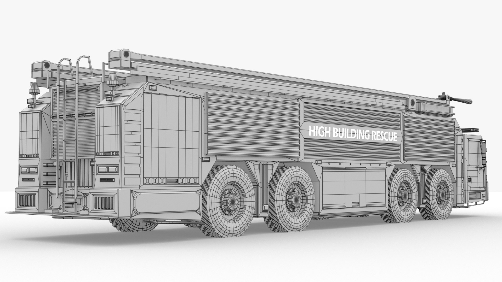 High Rise Fire Truck Unit 3D Model - TurboSquid 1831821