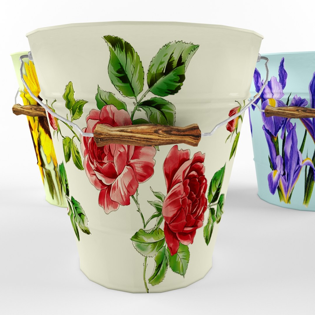 3d metal painted bucket