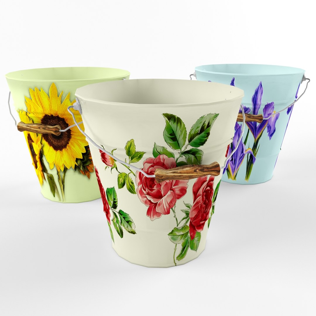 3d metal painted bucket