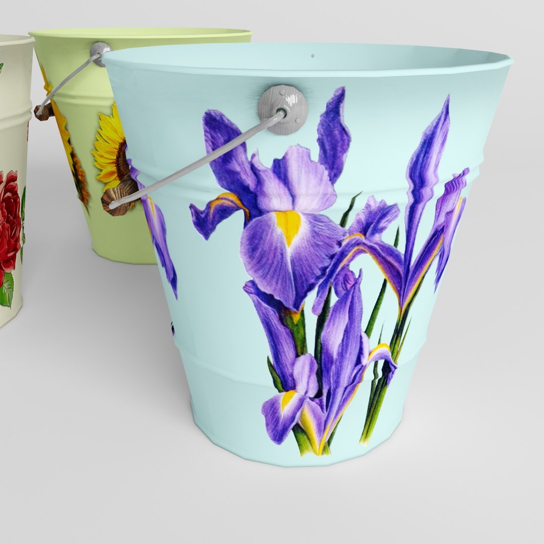 3d metal painted bucket