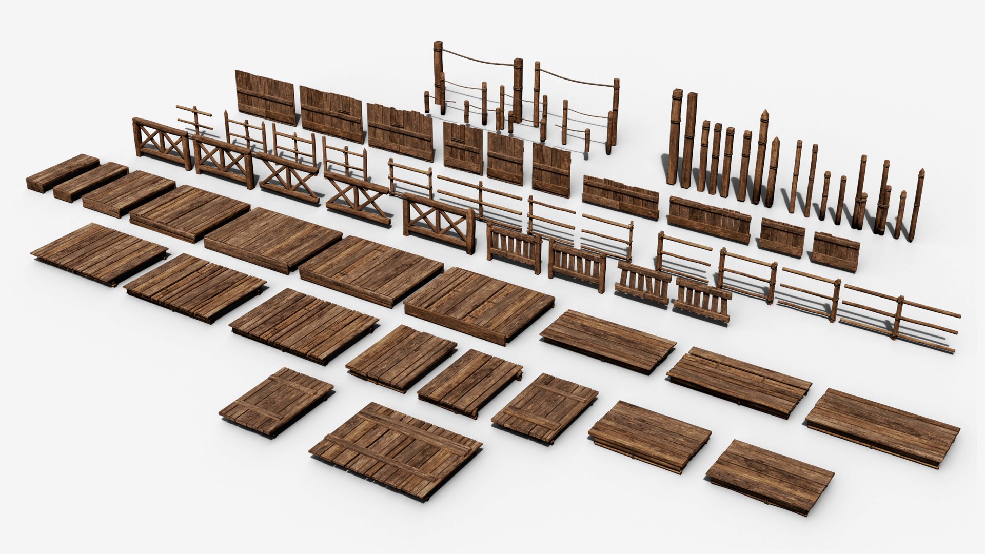 Wooden Assets Modular Kit 3D Model - TurboSquid 2561890