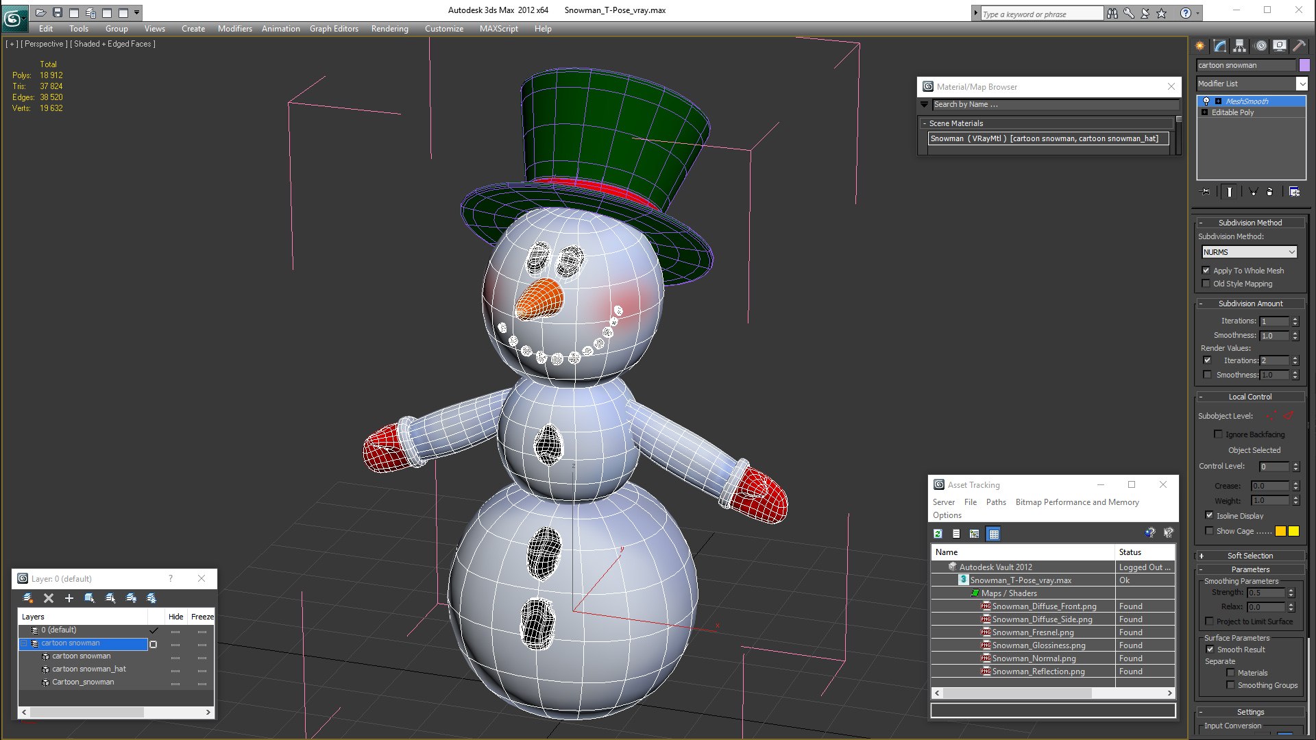 3D model snowman t-pose snow - TurboSquid 1468339