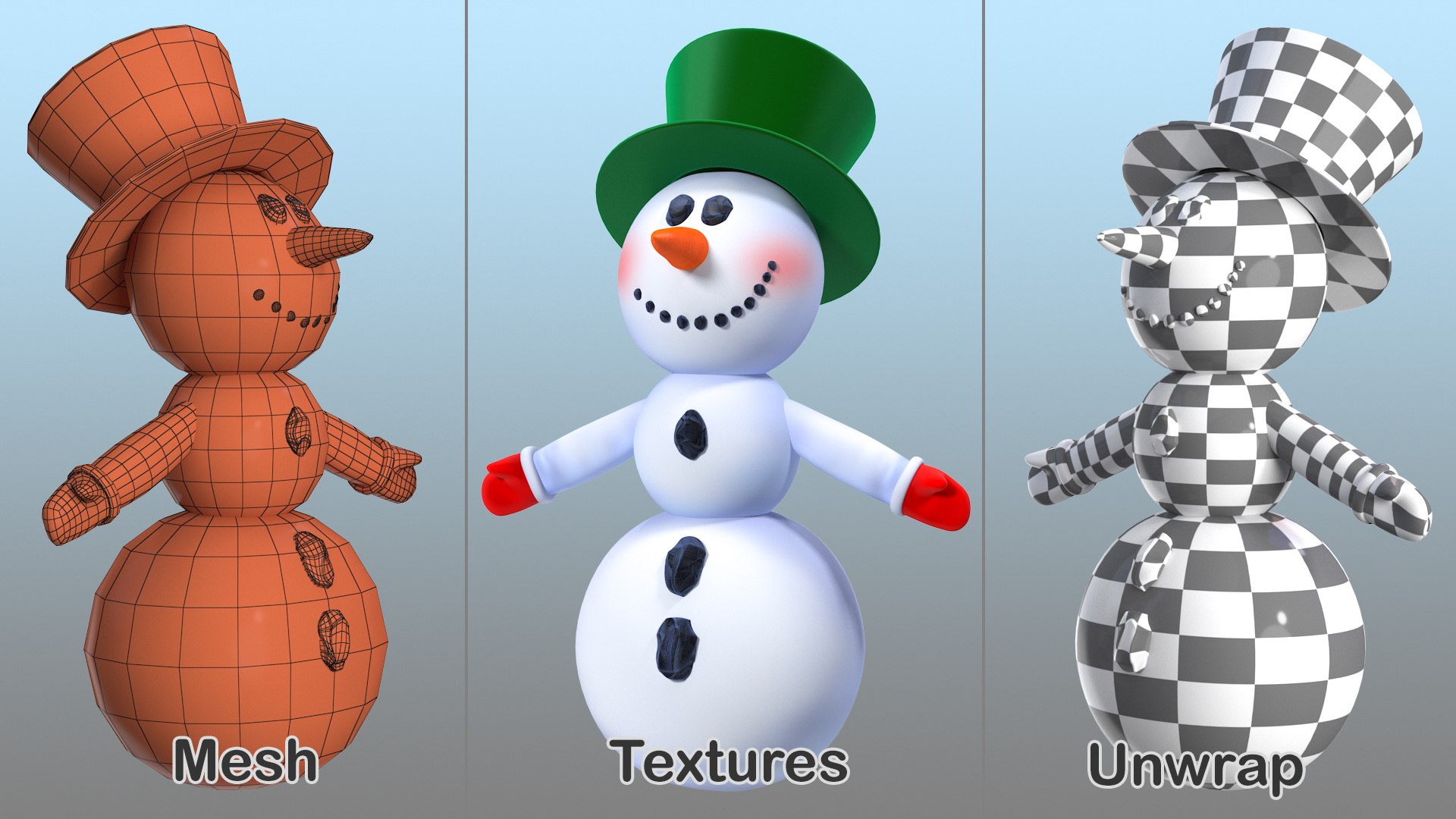 3D model snowman t-pose snow - TurboSquid 1468339