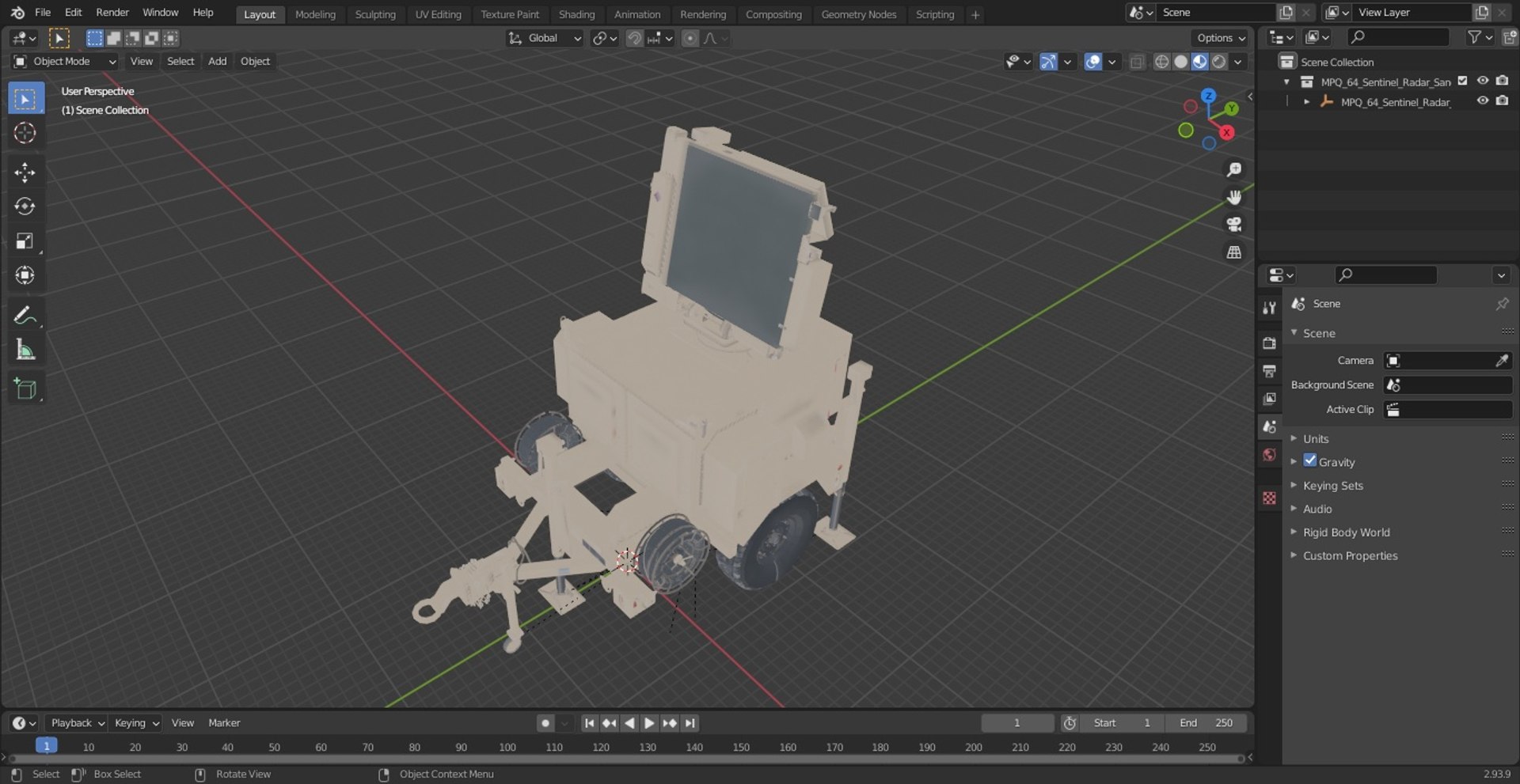 3D MPQ-64 Sentinel Radar Sand Color model - TurboSquid 1932522