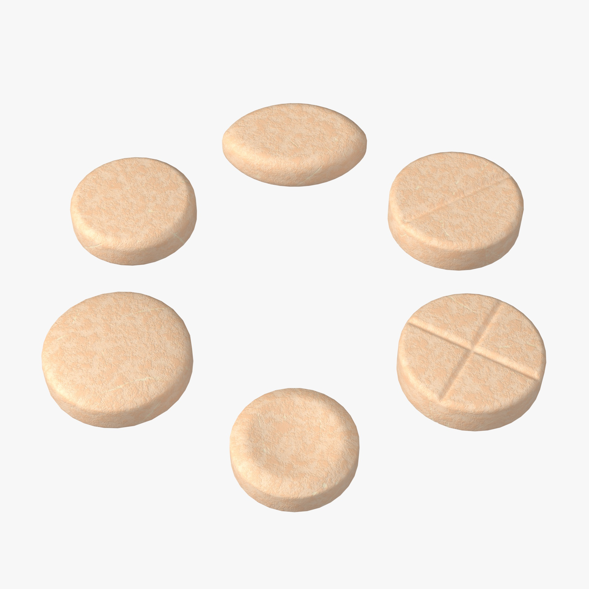 3D Set of Circular pills with 4K PBR tex and color variations ...