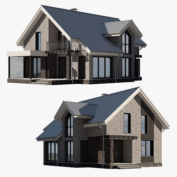 modelo 3d Cabaña de dos pisos con techo abuhardillado. - TurboSquid 2183329