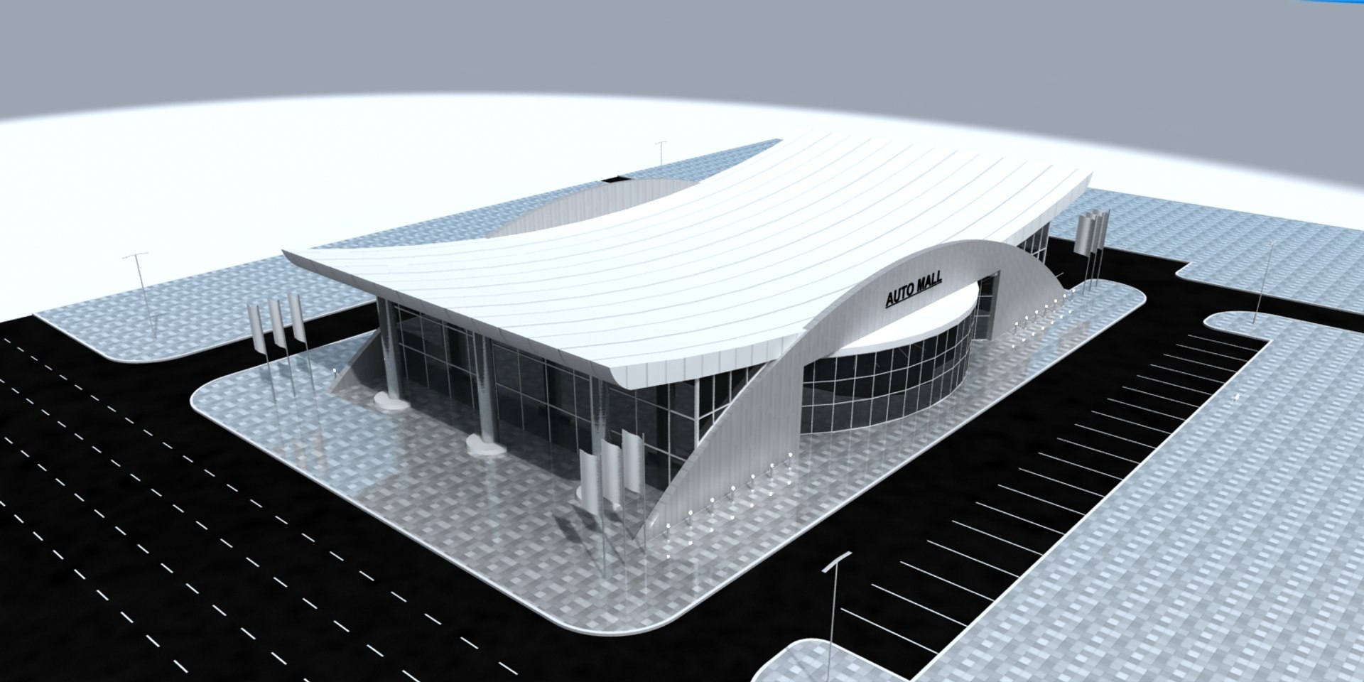 Building Showroom Exterior Interior 3D Model - TurboSquid 1445237