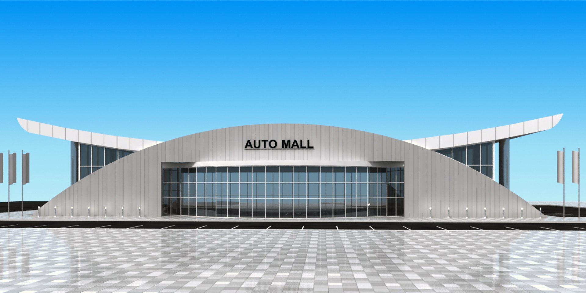 Building Showroom Exterior Interior 3D Model - TurboSquid 1445237