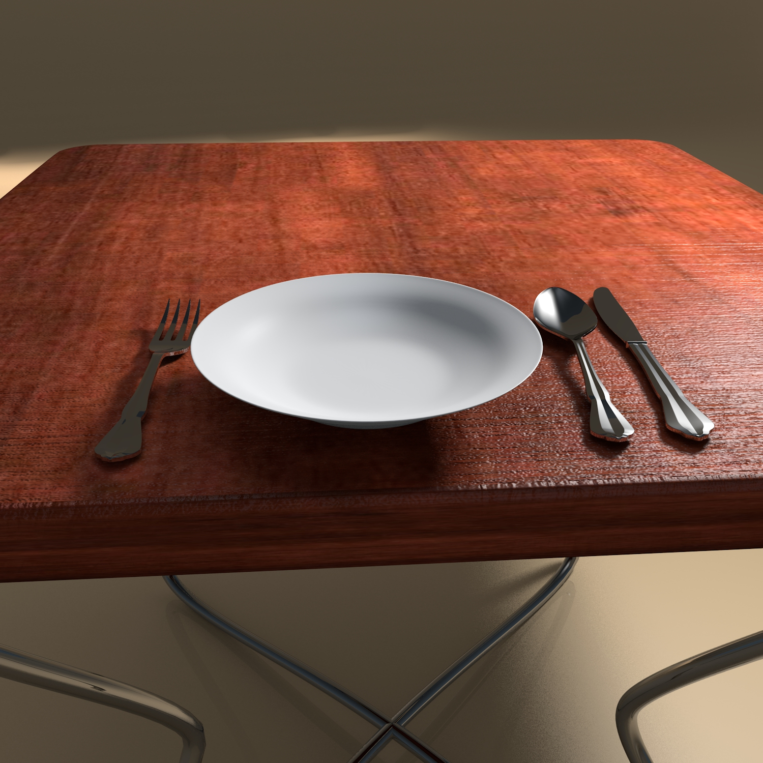3d fork knife spoon table