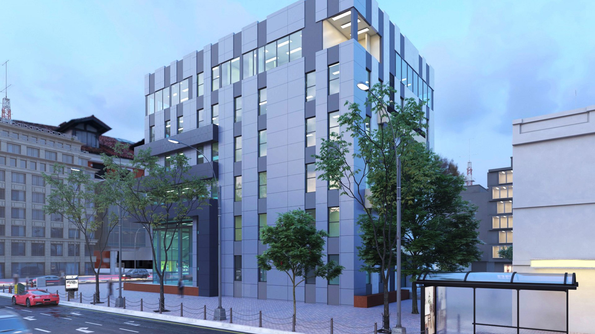 3D model Commercial building 3D exterior Scene - TurboSquid 2175423