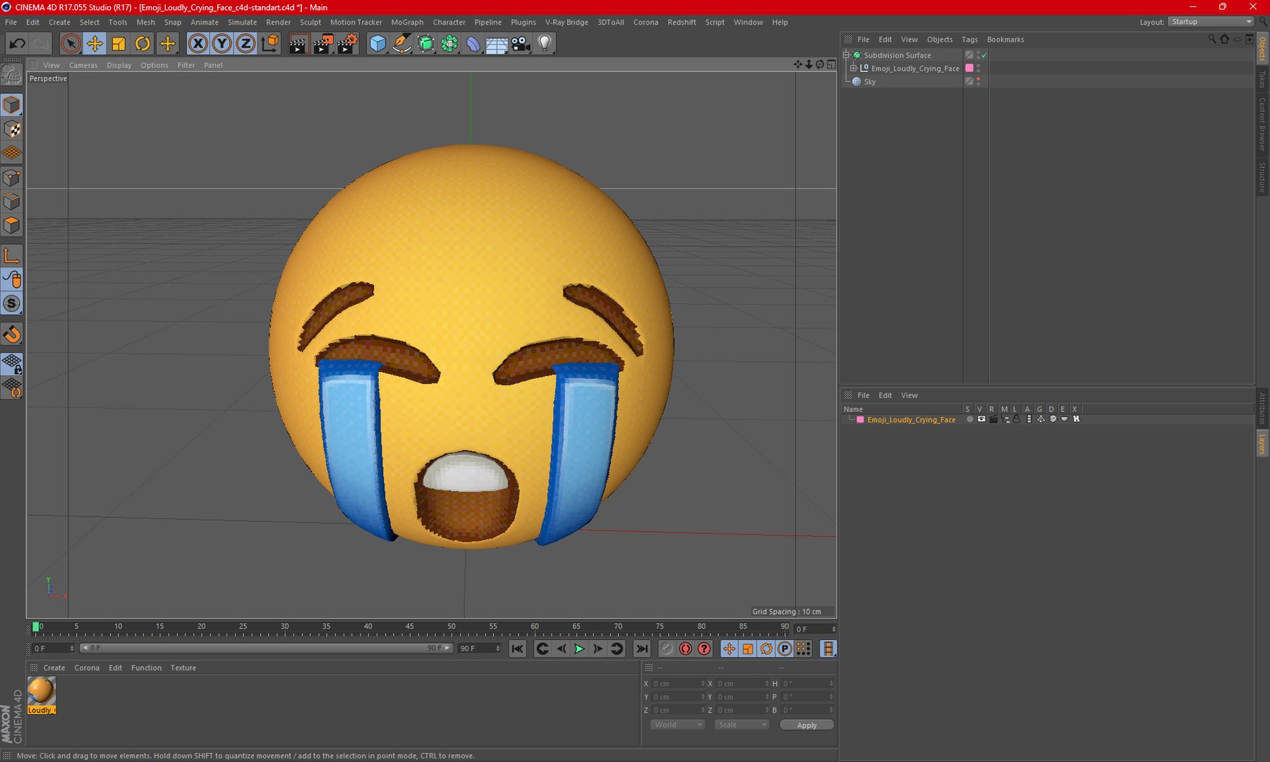 3D Emoji Loudly Crying Face - TurboSquid 2239301