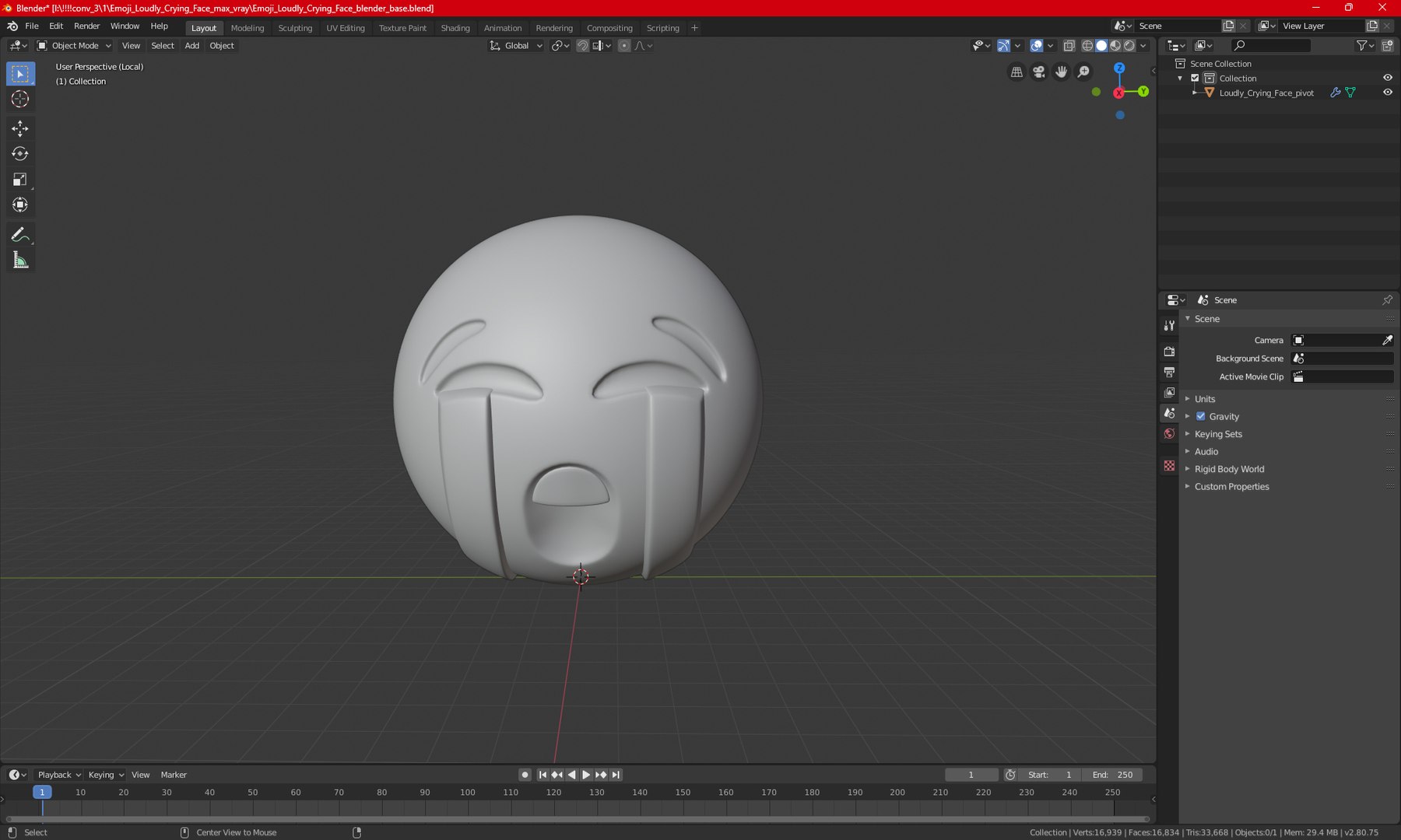 3D Emoji Loudly Crying Face - TurboSquid 2239301
