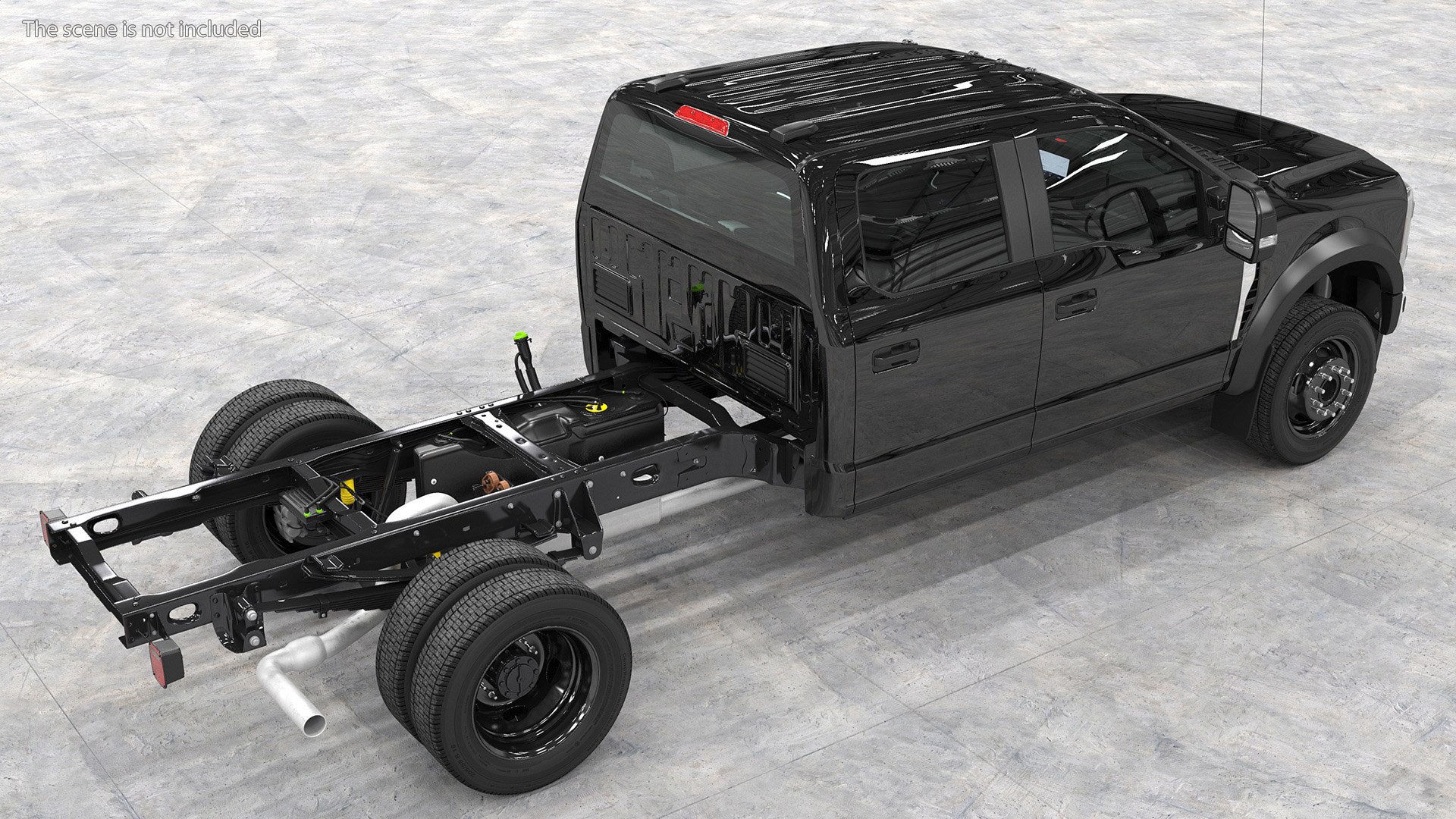 Four Doors Black Chassis Cab Rigged 3D model - TurboSquid 2088593