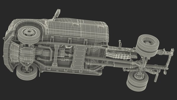 modelo 3d Cabina y chasis negro de cuatro puertas aparejada ...