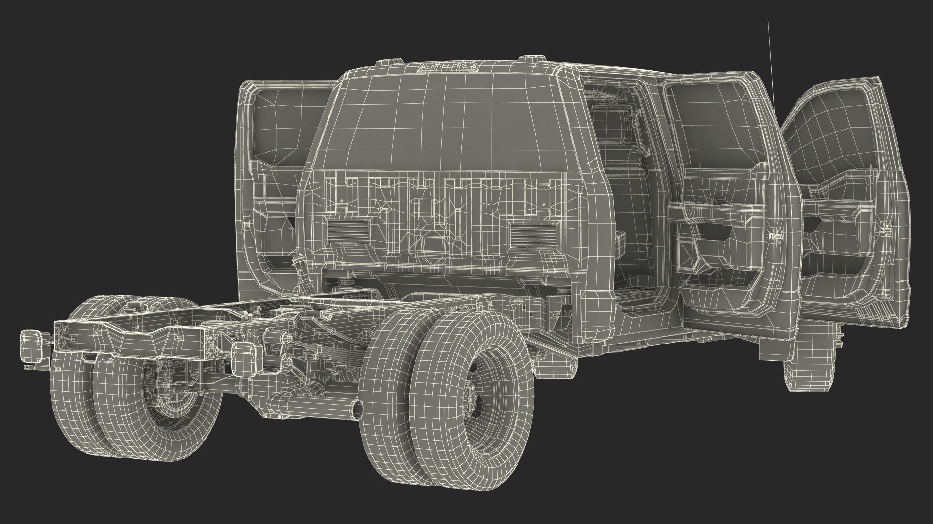 Four Doors Black Chassis Cab Rigged 3D model - TurboSquid 2088593