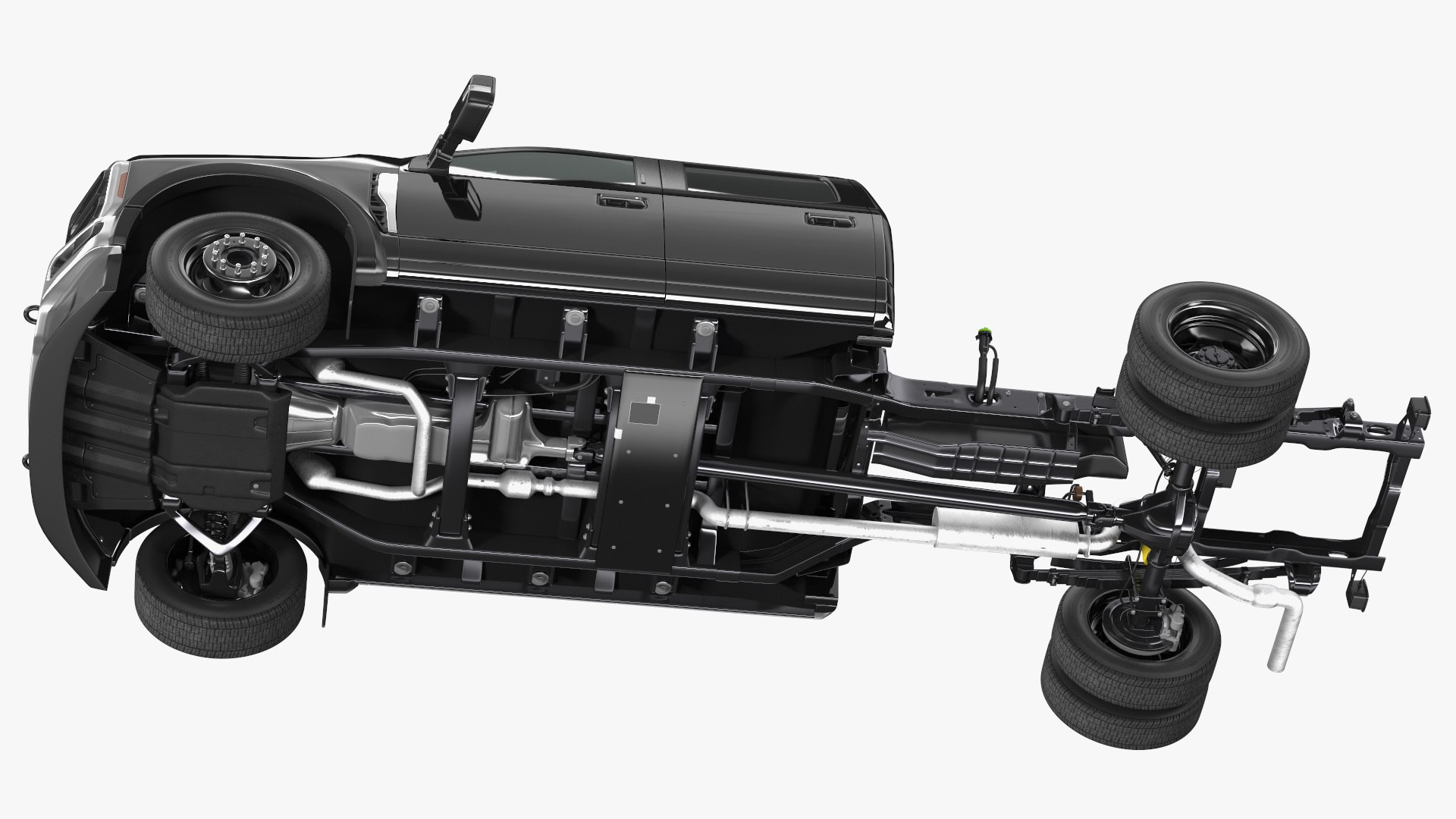 Four Doors Black Chassis Cab Rigged 3D model - TurboSquid 2088593