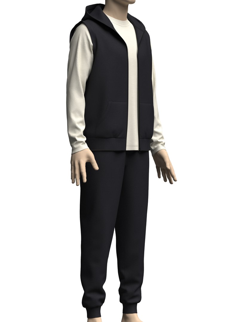 3D Sleeveless Hoodie And Jogger - TurboSquid 2151061