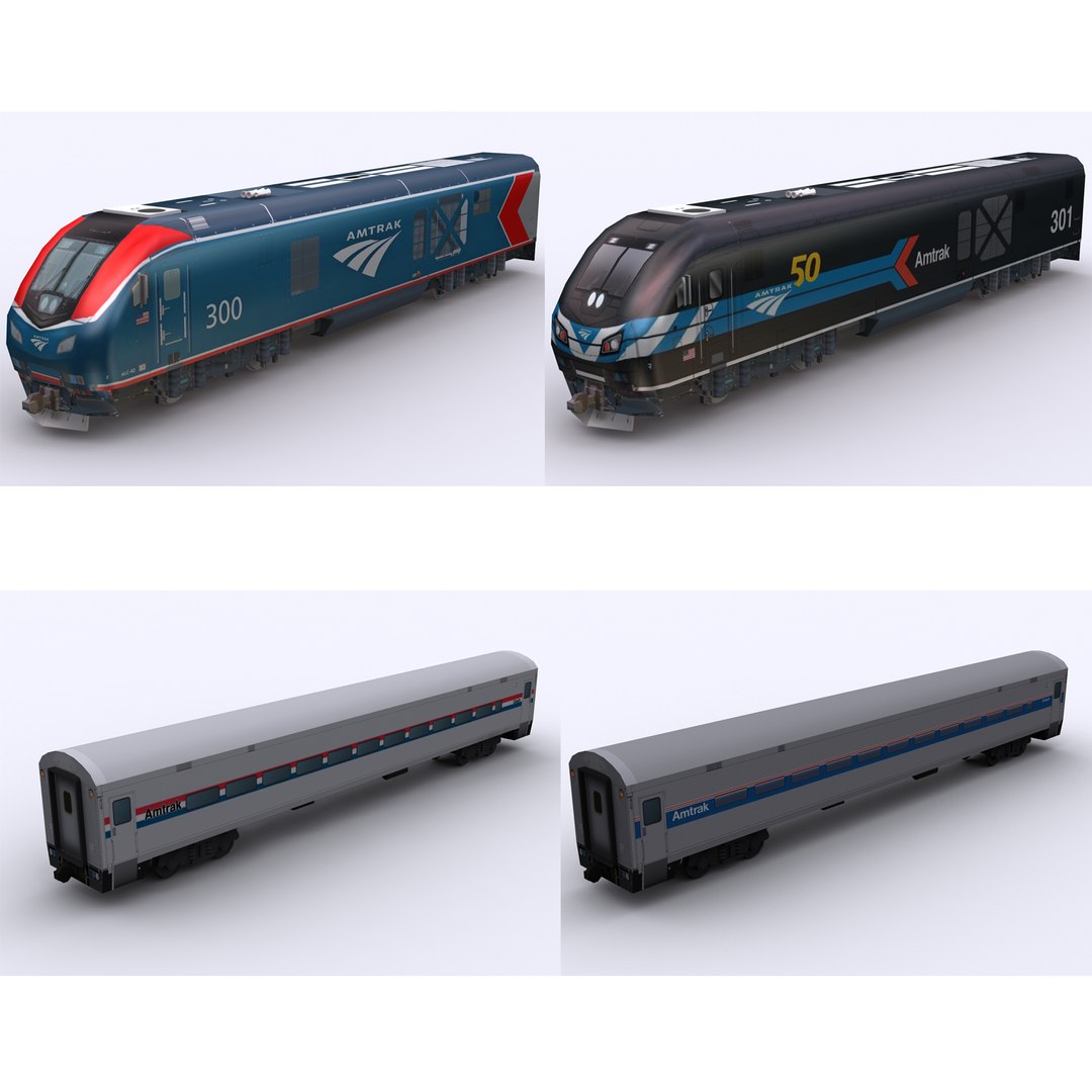 3D Amtrak ALC 42 locomotives with LHB carriages model - TurboSquid 1851156